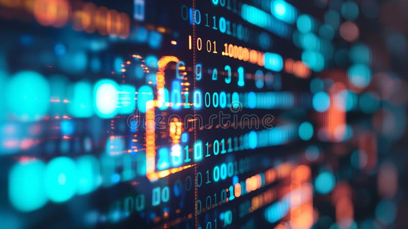 A Computer Screen with a Blue and Orange Background. Digital Security ...