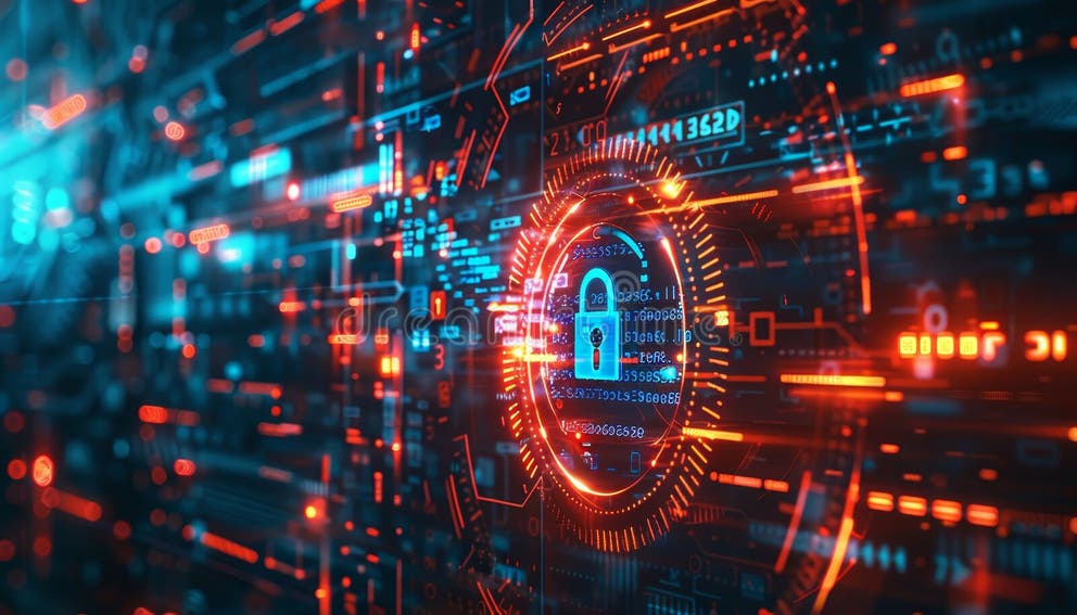 A Computer Screen with a Blue and Orange Circle with a Key in it by AI ...