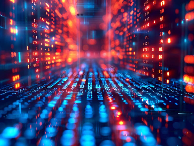 A Computer Screen with a Blue and Red Background with Many Numbers ...