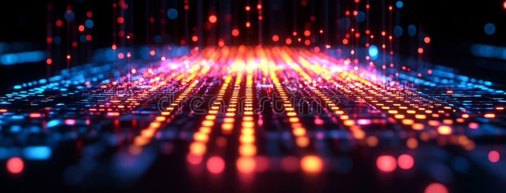 A Computer Screen with a Bright Orange and Blue Line of Dots Stock ...