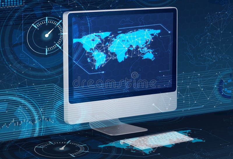 Computer Screen in Business Concept Stock Image - Image of keyboard ...