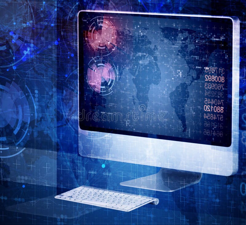 Computer Screen in Business Concept Stock Image - Image of globe ...
