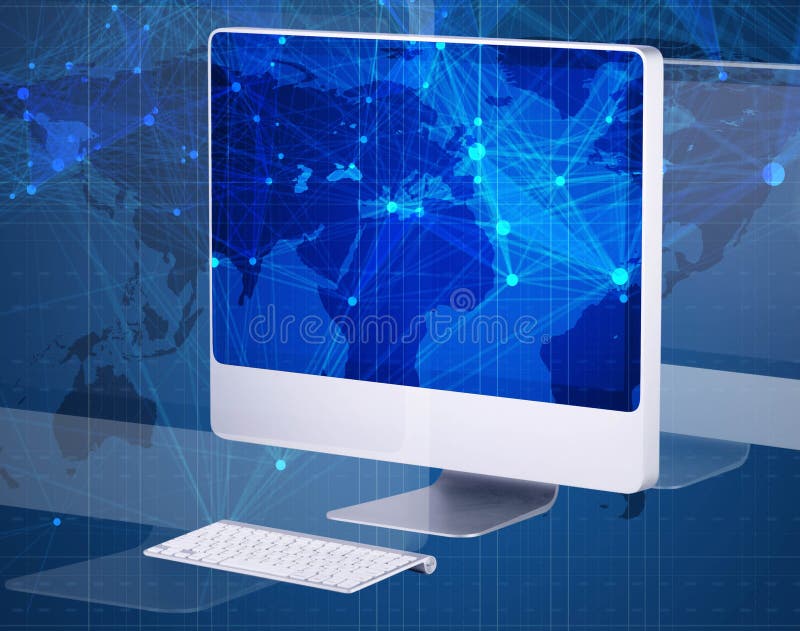 Computer Screen in Business Concept Stock Image - Image of community ...