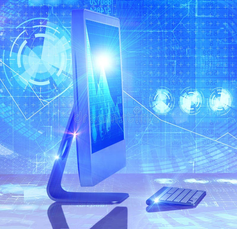 Computer Screen in Business Concept Stock Image - Image of futuristic ...