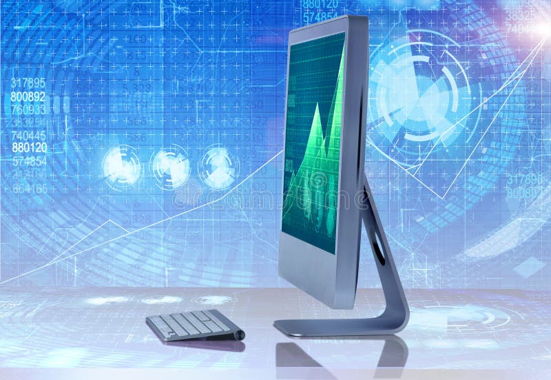 The Computer Screen in Business Concept Stock Illustration ...