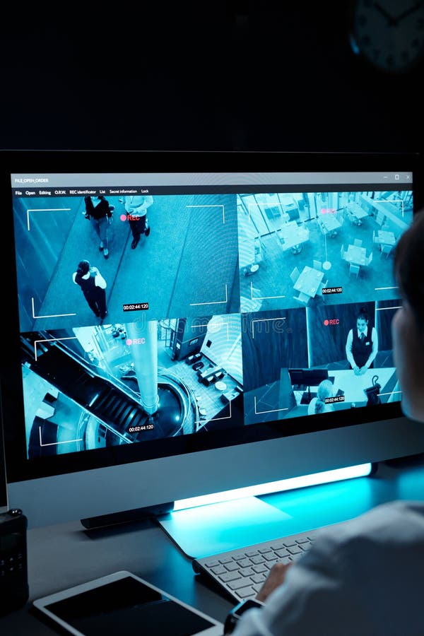 Computer Screen with Cctv Video System Stock Photo - Image of duty ...