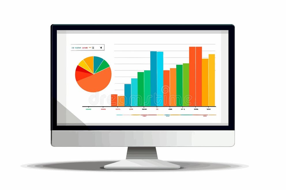 Computer Screen with Charts Windows Vector Flat Isolated Illustration ...