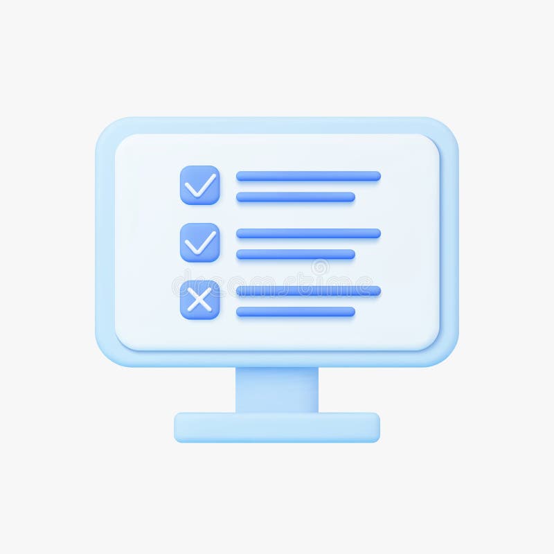 Computer Screen with Checklist 3d Vector Icon. Stock Illustration ...
