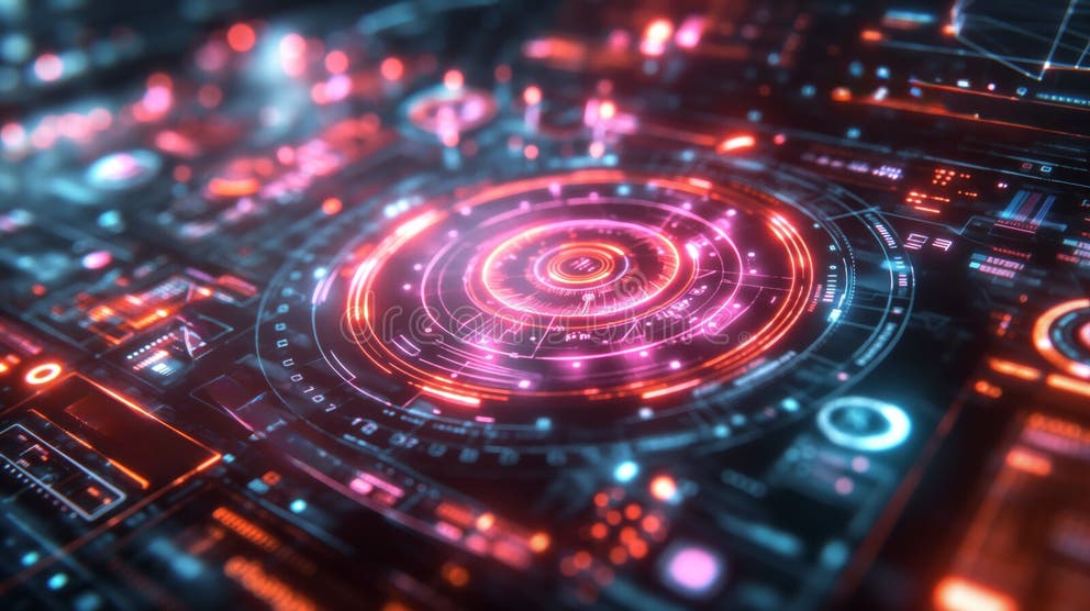 A Computer Screen with a Circle in the Middle of it Stock Illustration ...