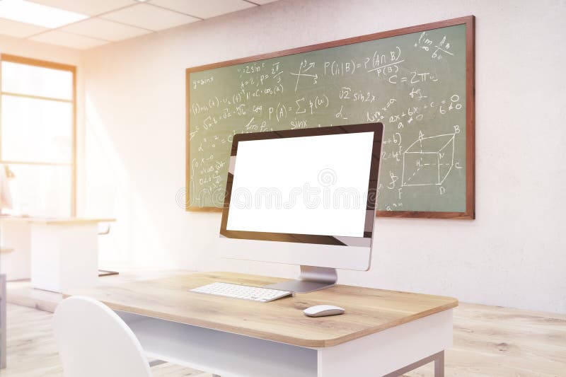 Computer lab at school stock photo. Image of desk, blank - 75356062