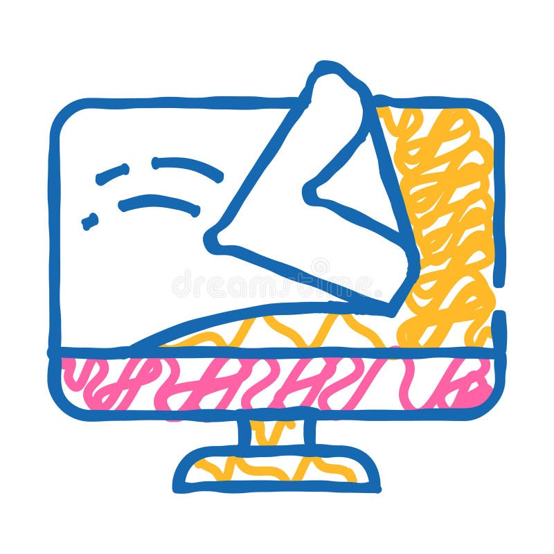 Computer Screen Cleaning Wipe Icon Doodle Illustration Stock ...