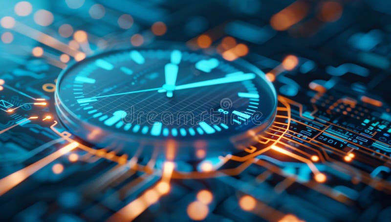 A Computer Screen with a Clock on it by AI Generated Image Stock Photo ...