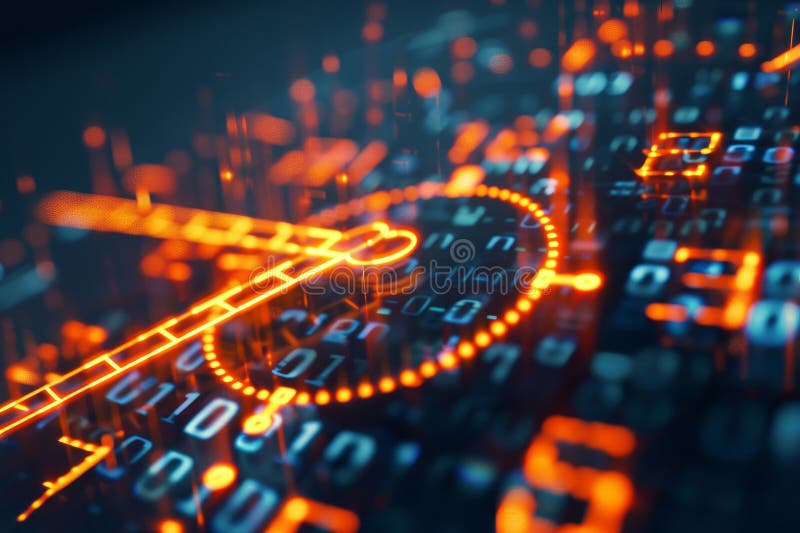 A Computer Screen with a Clock on it Stock Image - Image of program ...