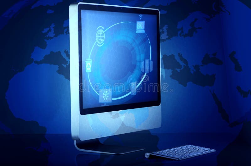 The Computer Screen in Cloud Computing Concept Stock Image - Image of ...