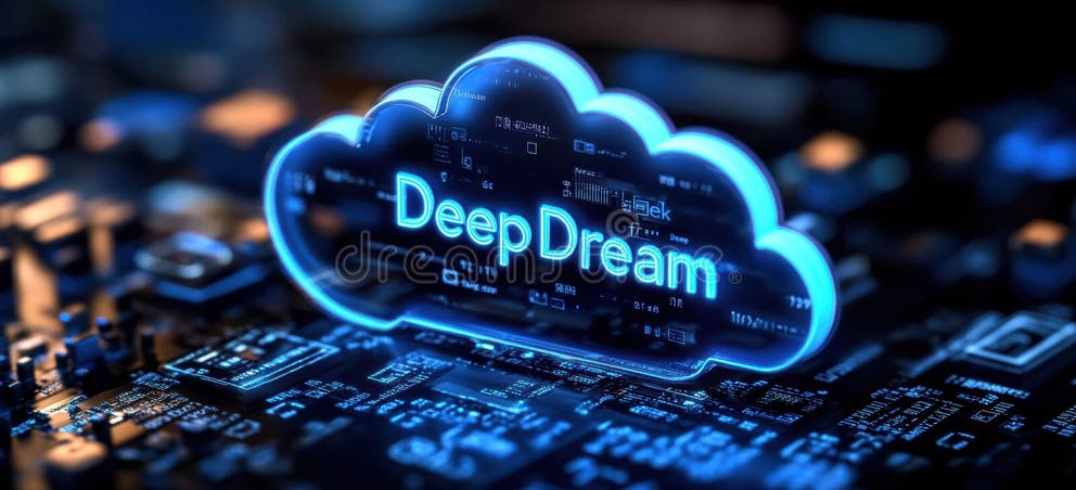 A Computer Screen with a Cloud and the Words Deep Dream Stock Illustration - Illustration of ...