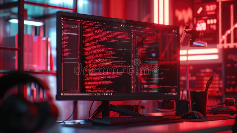 The Computer Screen with Code.AI Generated Image Stock Photo - Image of ...