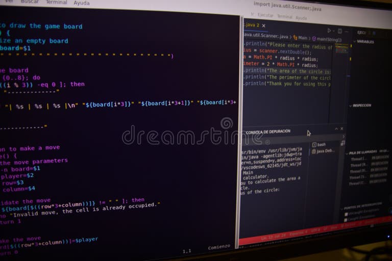 Computer Screen with Code of a Computer Program in Java Language. Computer Programming Related ...