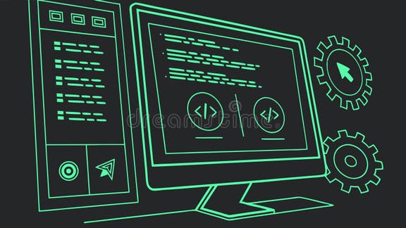 Computer Screen Code, Programming Interface, Software Development, Coding Vector Design ...