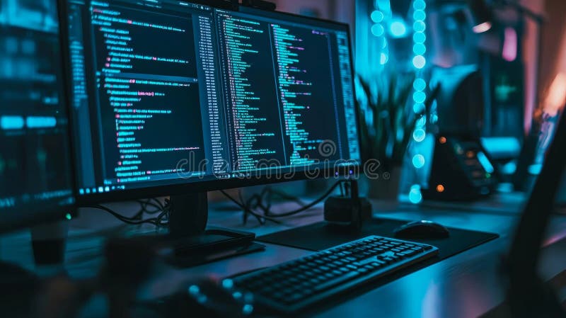 Computer Screen Coding Lines Programmer's Workspace Stock Photos - Free & Royalty-Free Stock ...