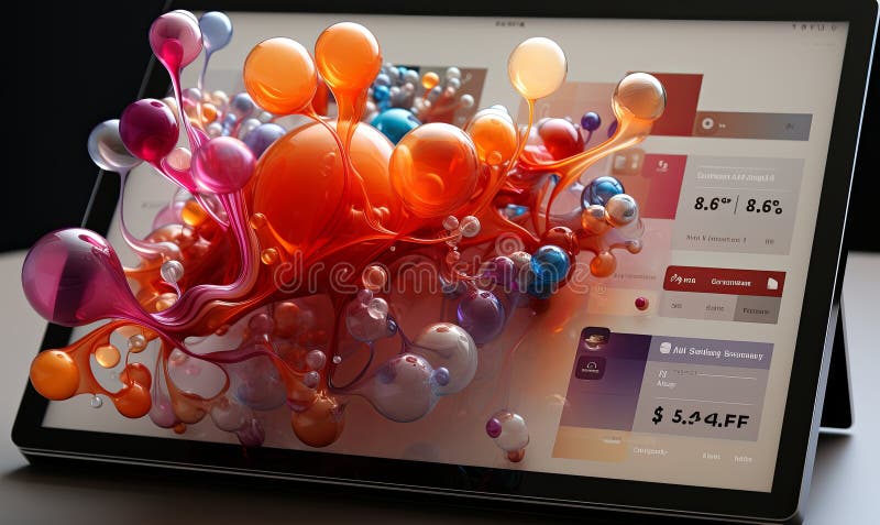 Computer Screen Displaying Bunch of Balloons. Stock Image - Image of ...