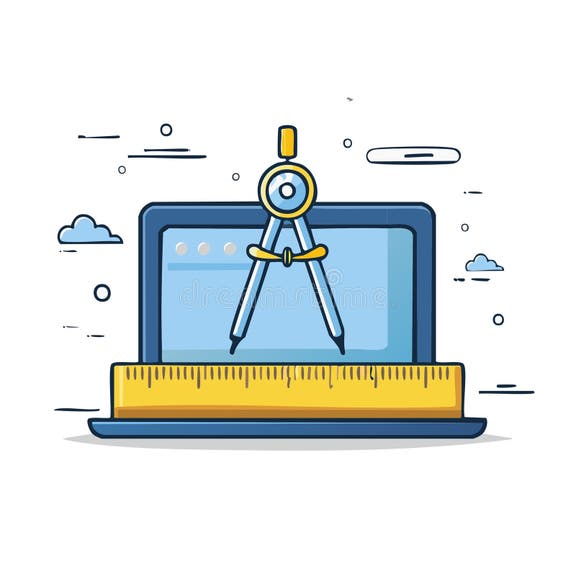 Computer Screen with Compass and Ruler for Technical Designs and ...