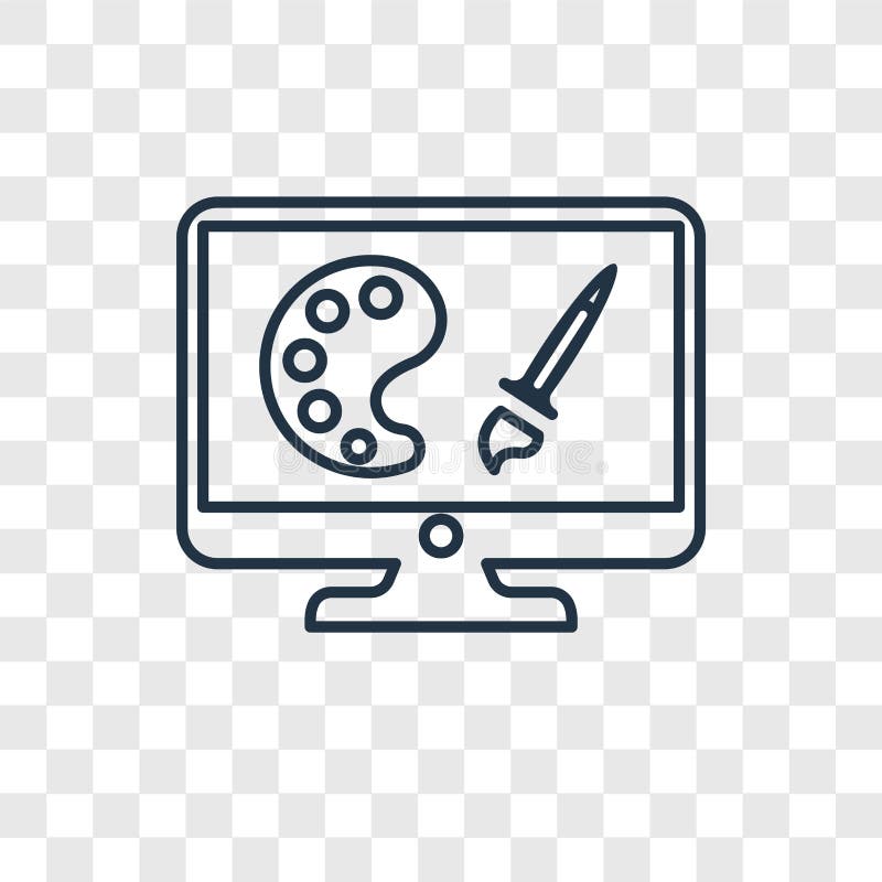 Screen Concept Vector Linear Icon Isolated on Transparent Background ...