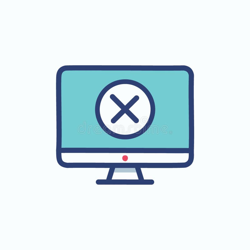 Computer Screen with Cross Icon. Simple Vector Icon of a Computer ...