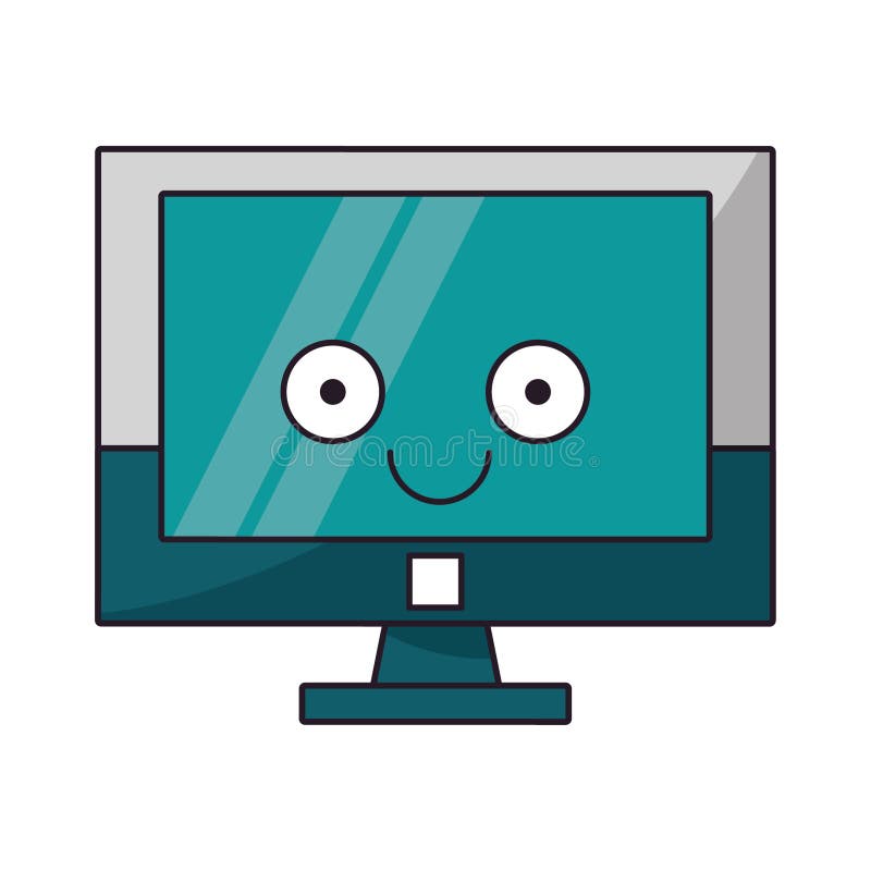 Computer Screen Cute Cartoon Stock Vector - Illustration of eyes ...