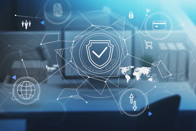 Computer Screen with Cyber Security Interface Stock Illustration ...