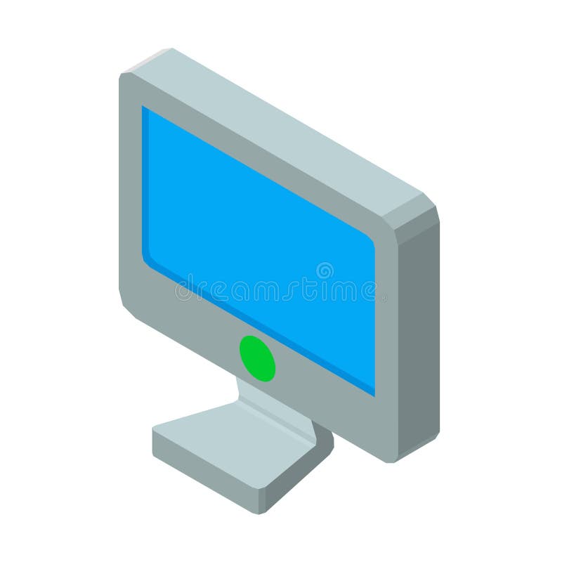 Computer Screen 3D Icon Vector Illustration Isolated on White. Stock ...