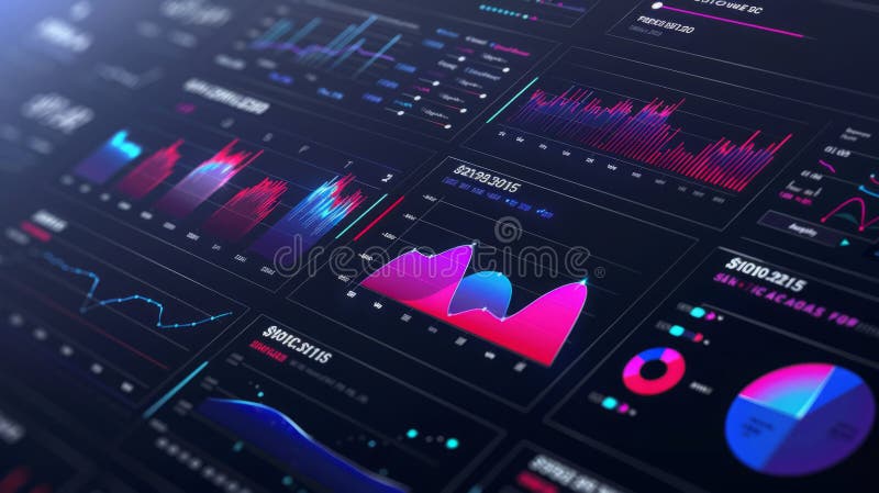 Computer Screen with Various Data, Charts, Graphs Stock Photo - Image of system, mouse: 320485950