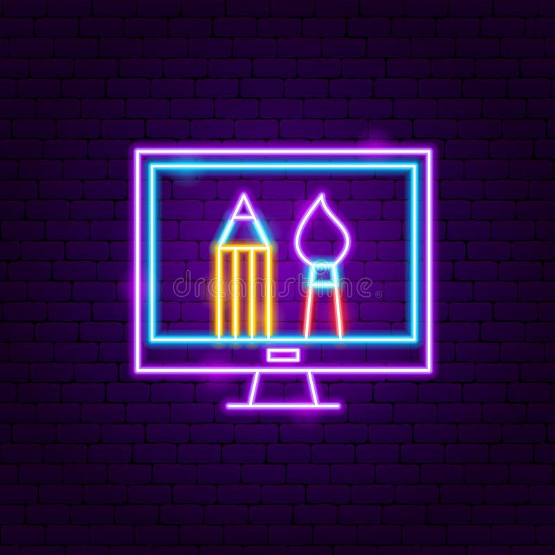 Computer Screen Design Neon Sign Stock Vector - Illustration of neon ...