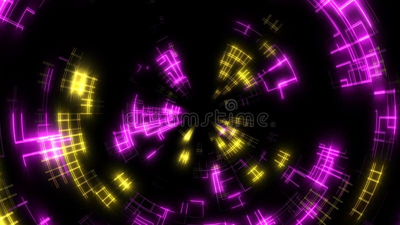 Computer Screen with Digital Neon Led Lines and HUD Elements with ...