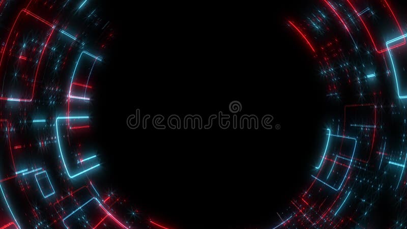 Computer Screen with Digital Neon Led Lines and HUD Elements with ...
