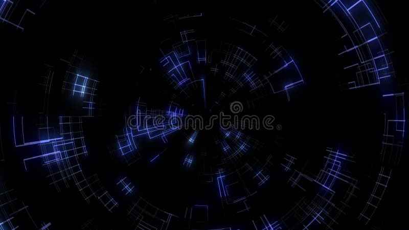 Computer Screen with Digital Neon Led Lines and HUD Elements with ...