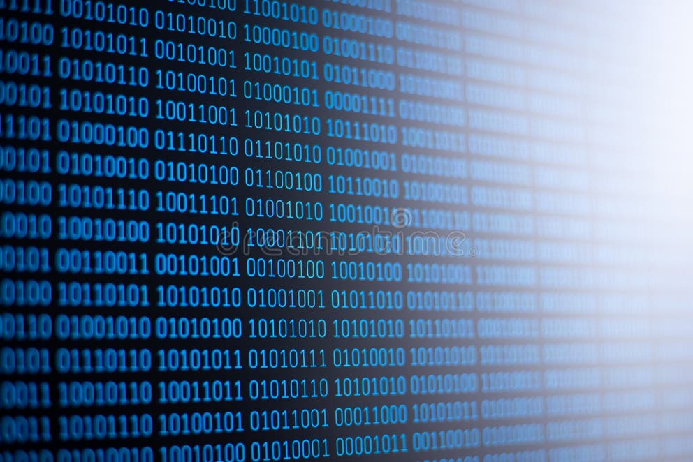 Computer Screen with 0 and 1 Digits in Rows Stock Image - Image of ...