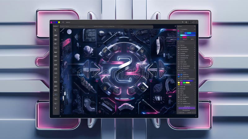 Computer Screen Display Design with Future Technology. Stock ...