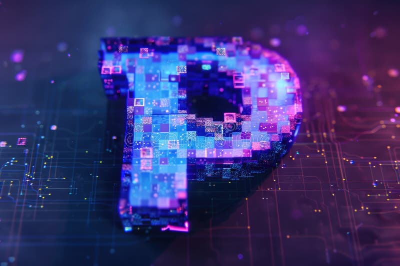 Computer Screen Display Showing Pixel Letter P Stock Photo - Image of ...