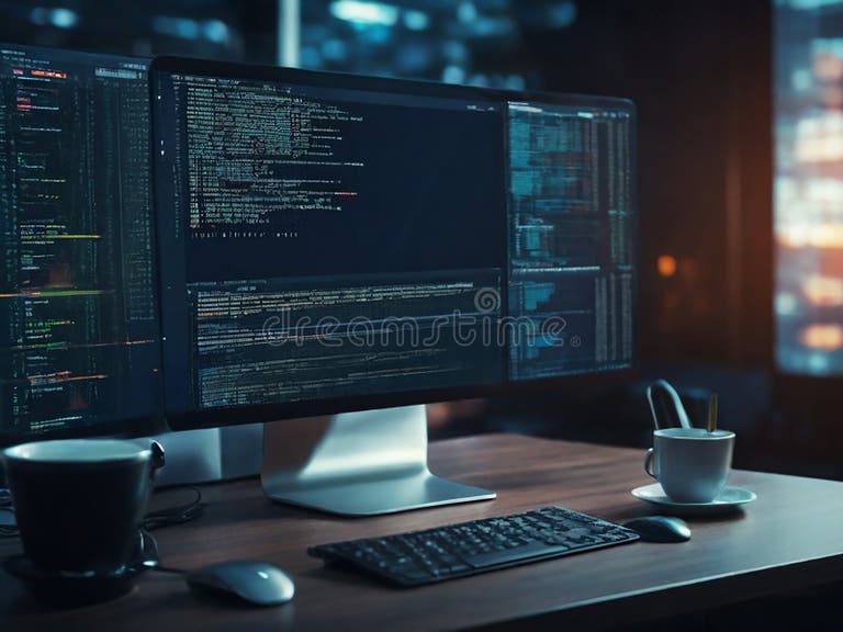 Computer Screen Displaying Application Coding Code Stock Illustration - Illustration of logic ...