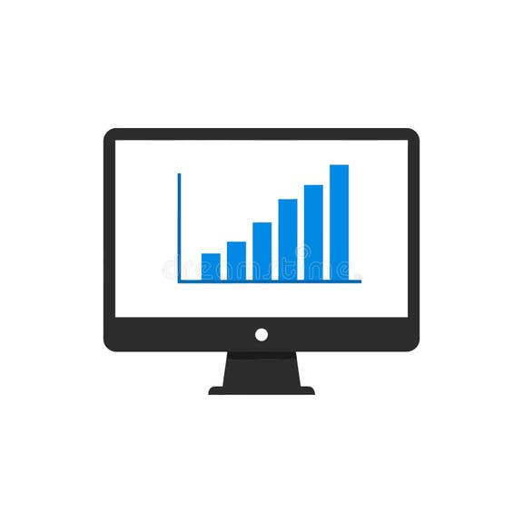 Computer Screen Displaying a Bar Graph in Minimal Vector Art Stock ...