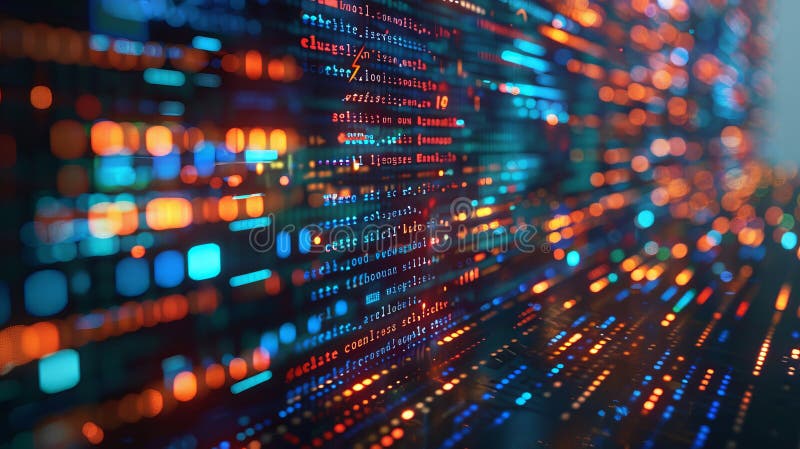 Blurry Computer Screen with Colorful Lights Stock Illustration ...