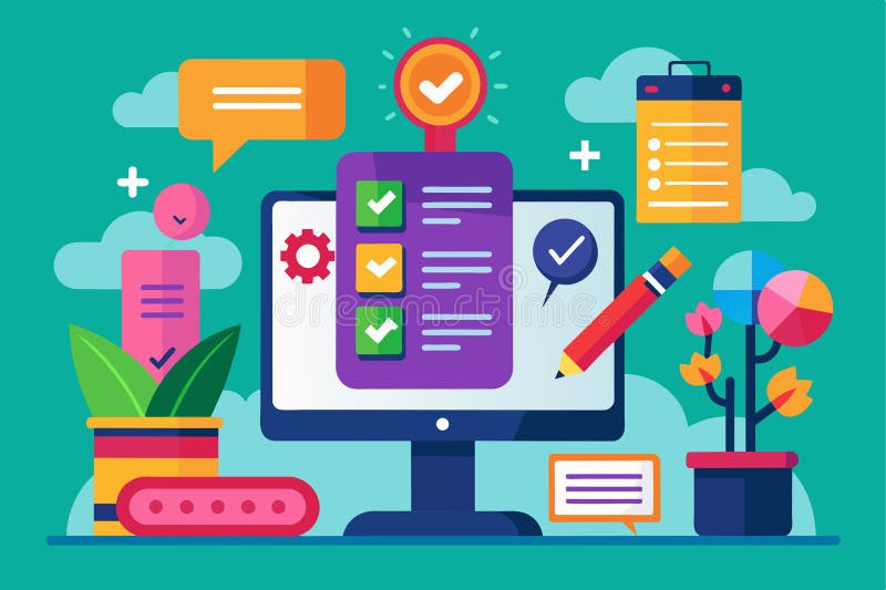 Computer Screen Displaying a Check Mark Symbol, Indicating Completion ...