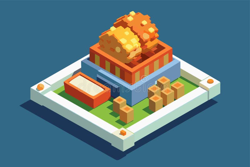 A Computer Screen Displaying a 3D Model of a Building on Top of it ...