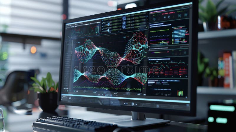 A Computer Screen Displaying a 3D Model of a Patients Genome with ...