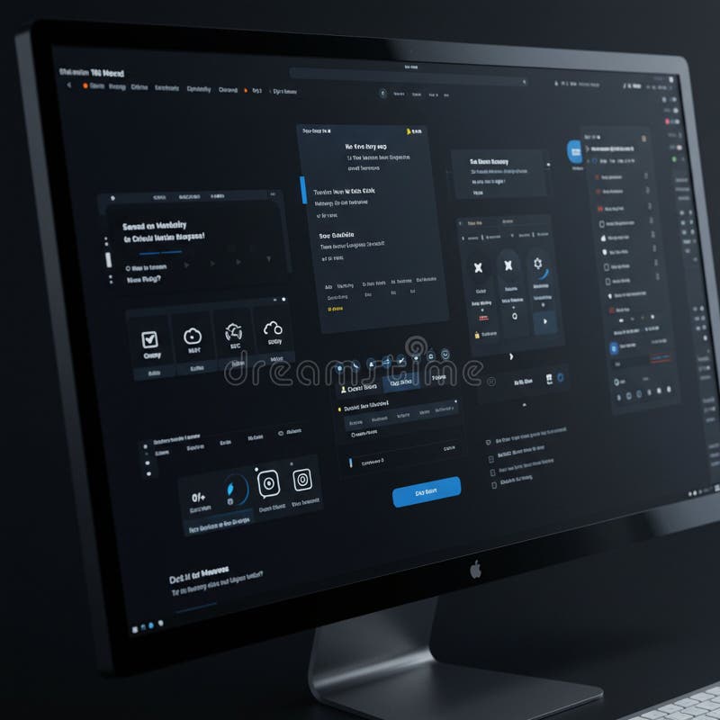 Computer Screen Displaying a Dark-themed Software Interface. the Layout ...