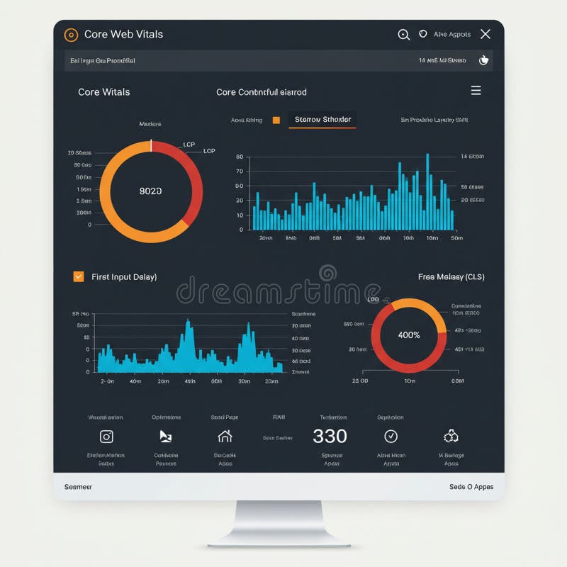 Computer Screen Displaying a Dashboard with Various Web Vitals Metrics ...