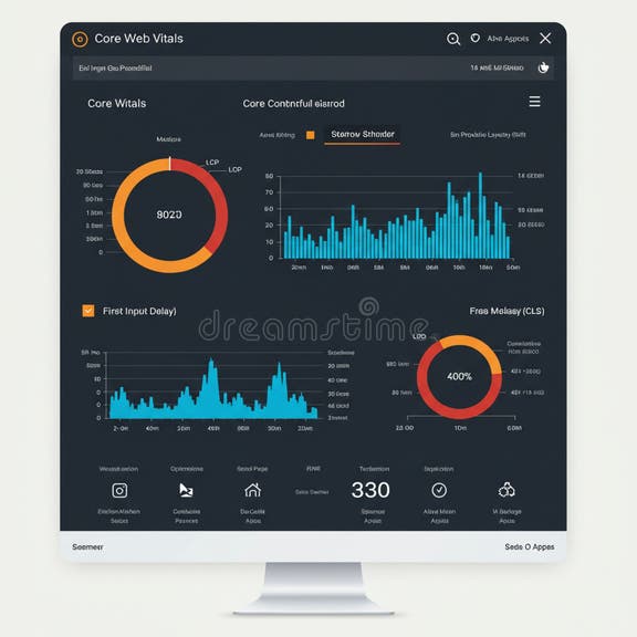 Computer Screen Displaying a Dashboard with Various Web Vitals Metrics. Includes Stock ...