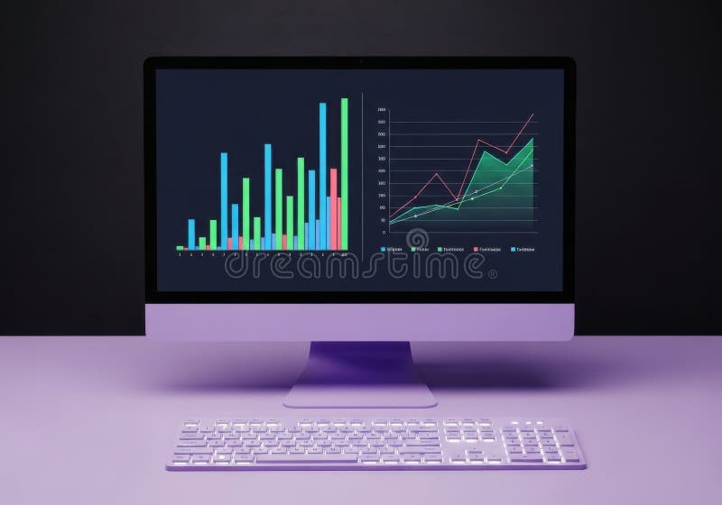 A Modern Computer Monitor Displays a Colorful and Complex Bar Chart ...