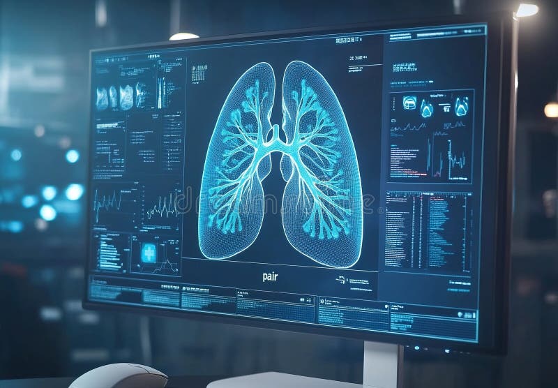 A Computer Screen Displaying a Detailed Image of Clear Lungs Stock ...