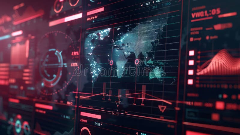 Computer Screen Showing World Map Stock Photo - Image of nations ...